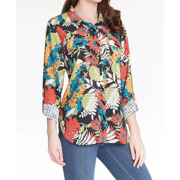 Multiples | Tops | New Multiples Roll Tab Button 2pocket Shirt In Multi ...